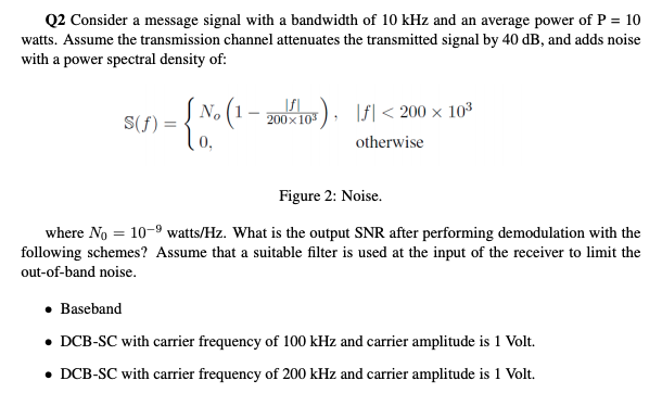 Solved Q2 Consider a message signal with a bandwidth of 10 | Chegg.com