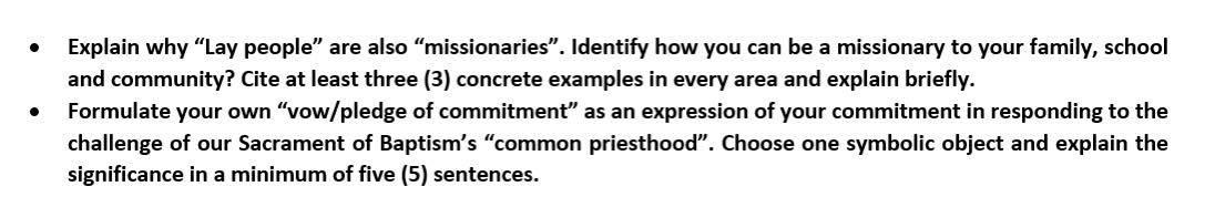 Solved Explain why "Lay people" are also "missionaries”. | Chegg.com
