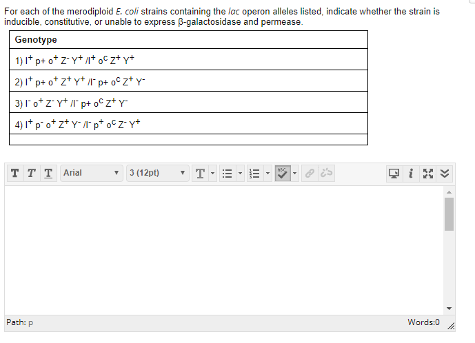 Solved For each of the merodiploid E. coli strains | Chegg.com