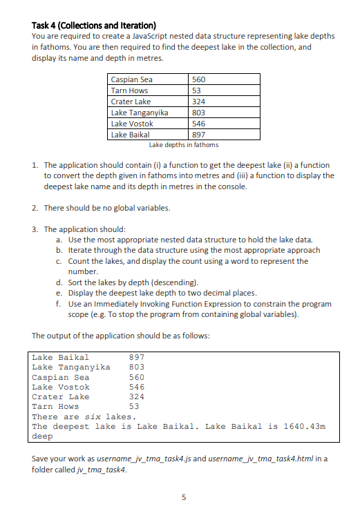 Solved Task 4 (Collections and Iteration) You are required | Chegg.com
