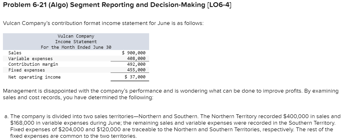 Solved Problem 6-21 (Algo) Segment Reporting and | Chegg.com