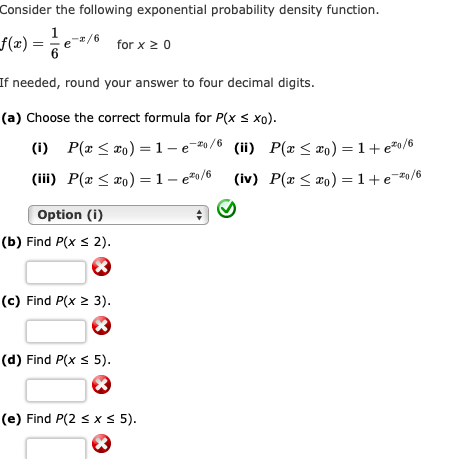 Solved Consider the following exponential probability | Chegg.com