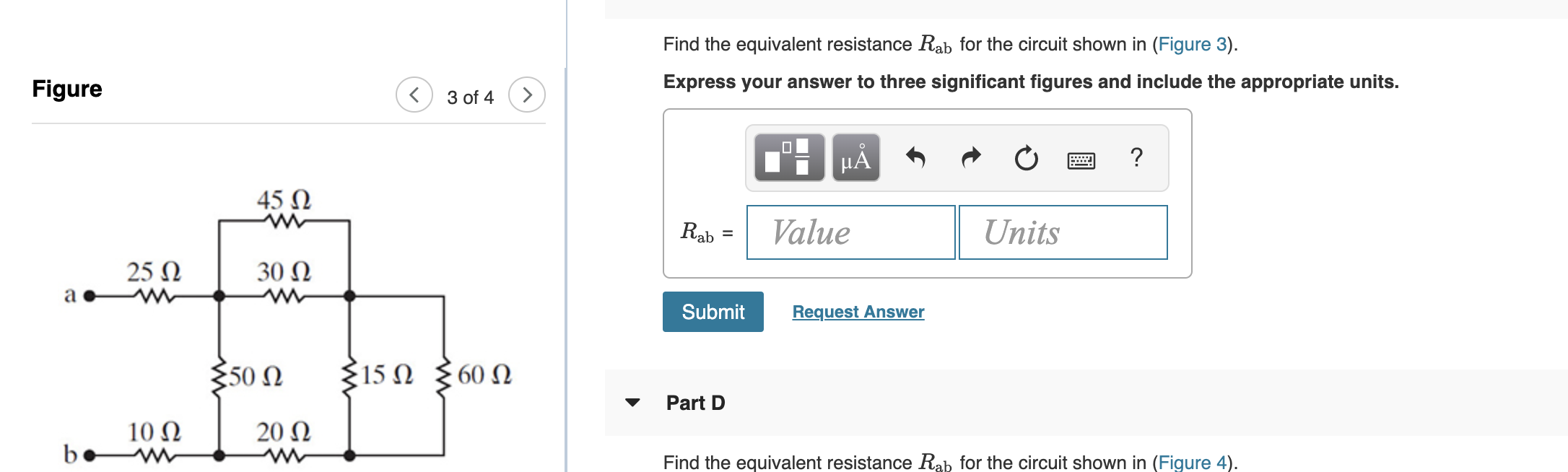 Solved Part A Find the equivalent resistance Rab for the | Chegg.com