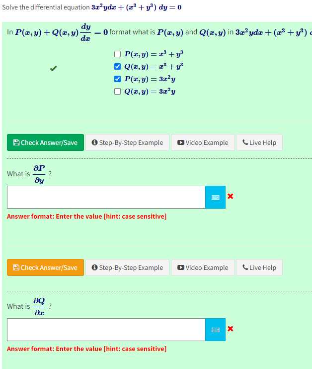 Solved Solve the differential equation 3x2ydx+(x3+y3)dy=0 | Chegg.com