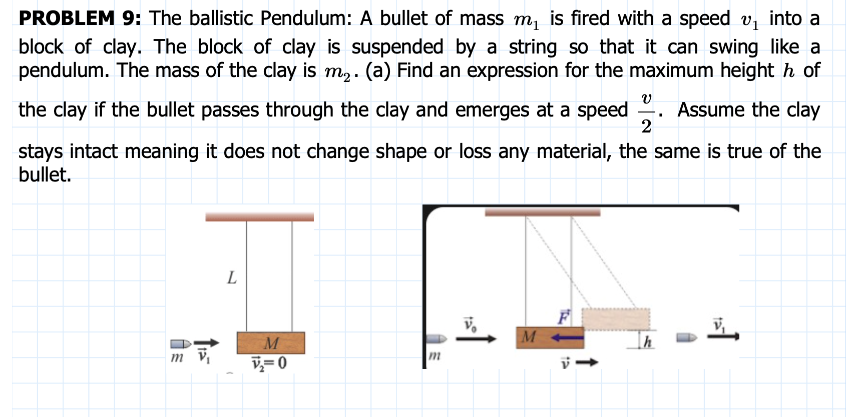 Solved PROBLEM 9: The ballistic Pendulum: A bullet of mass | Chegg.com