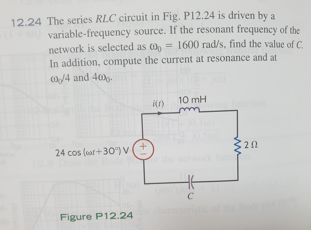 Solved 12.24 The series RLC circuit in Fig. P12.24 is driven | Chegg.com