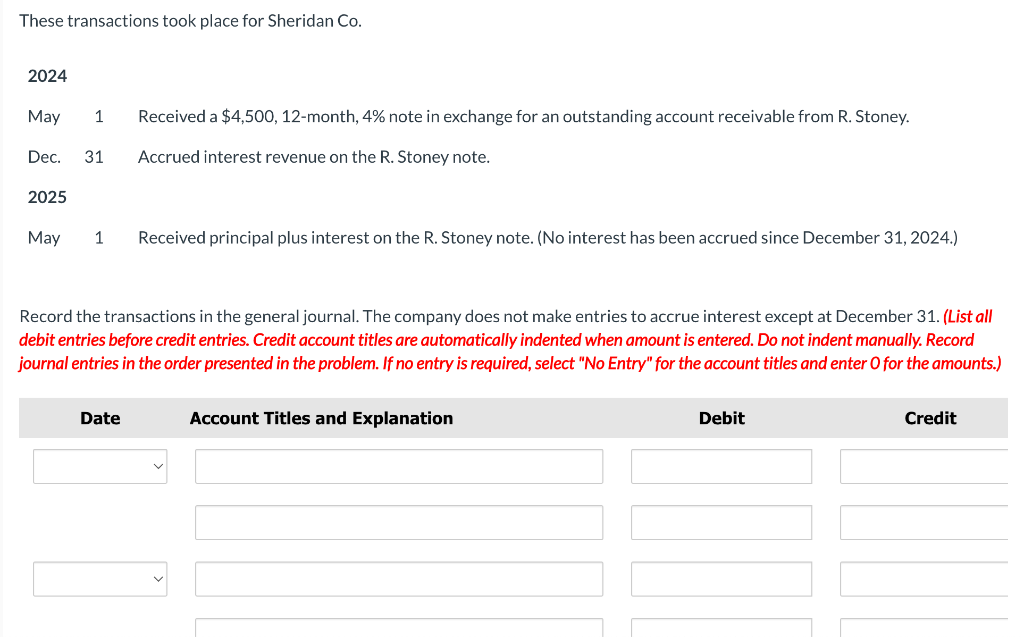 Solved These transactions took place for Sheridan Co. 2024 | Chegg.com