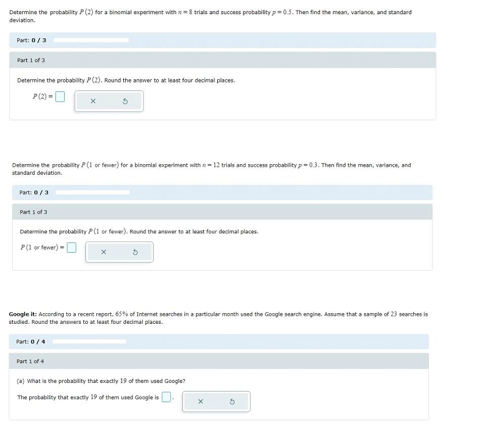 Solved Determine the probability P(2) for a binomial | Chegg.com