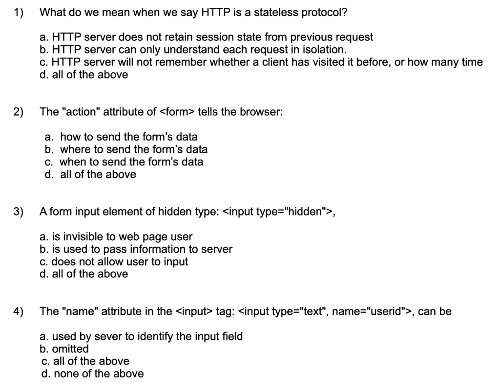 Solved 1) What do we mean when we say HTTP is a stateless | Chegg.com Solved 1) What do we mean when we say HTTP is a stateless | Chegg.com