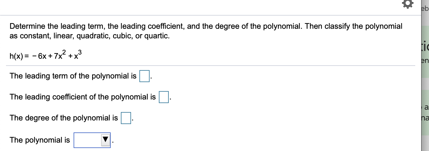 Solved eb Determine the leading term, the leading | Chegg.com