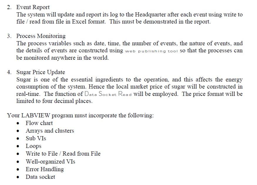 Solved 2. Event Report The system will update and report its | Chegg.com