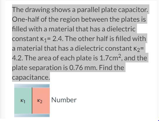 Solved The drawing shows a parallel plate capacitor. | Chegg.com