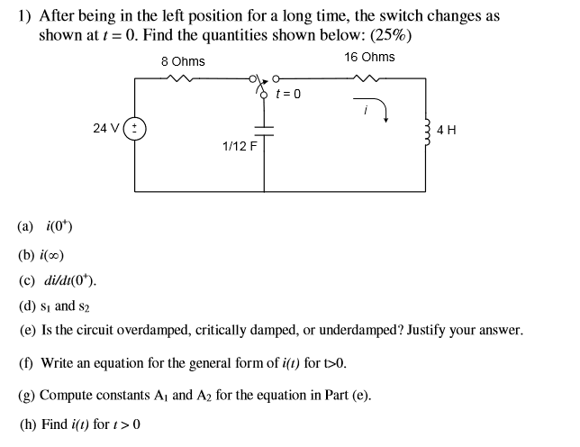 Solved General 2ND Order Circuits Solve for every part, | Chegg.com