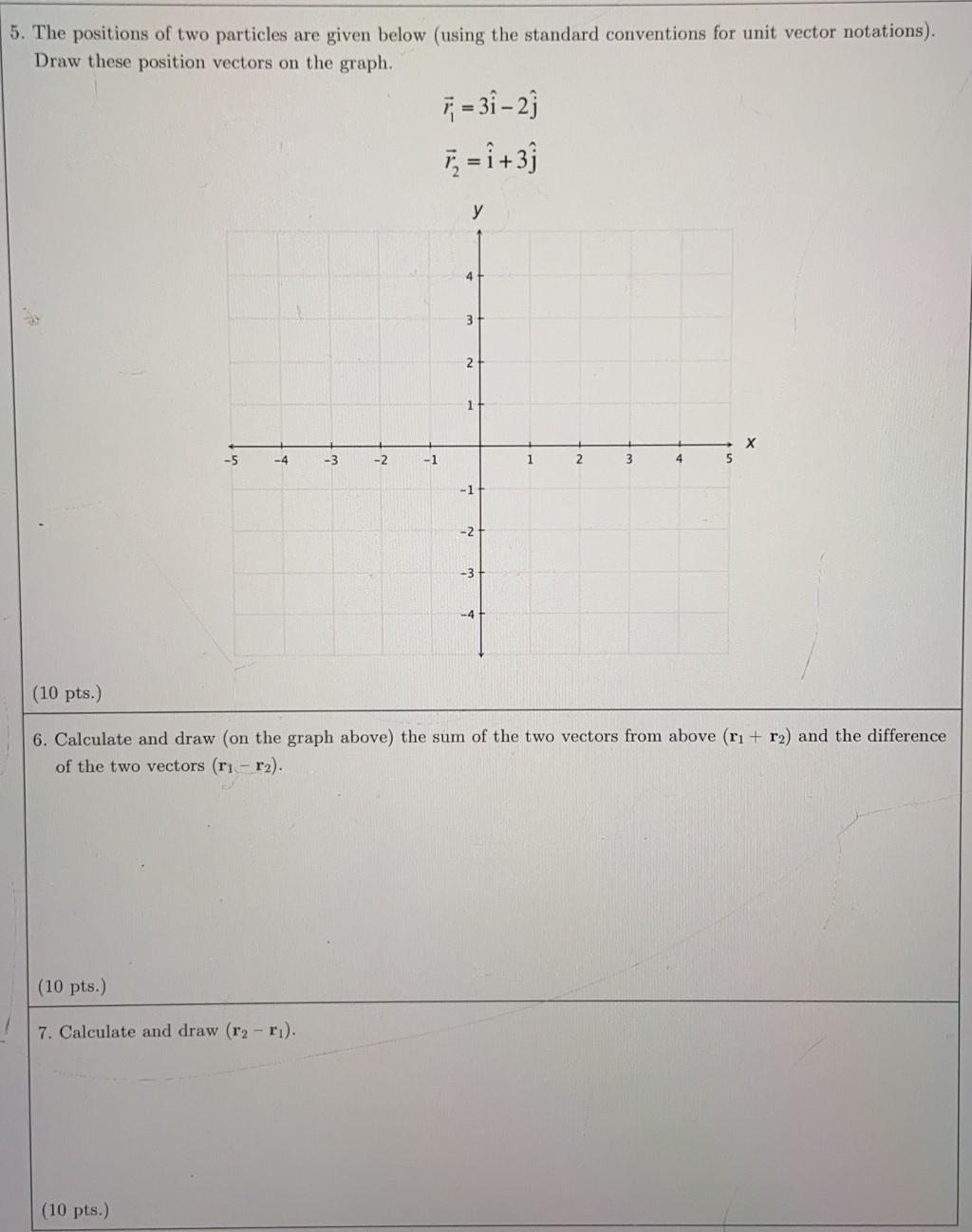 Solved 5. The positions of two particles are given below | Chegg.com