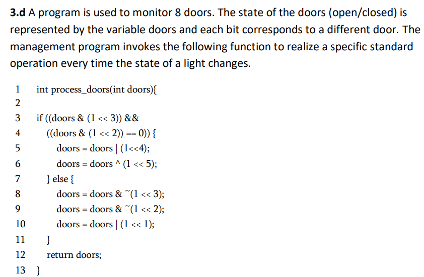 Solved 3.d A program is used to monitor 8 doors. The state | Chegg.com