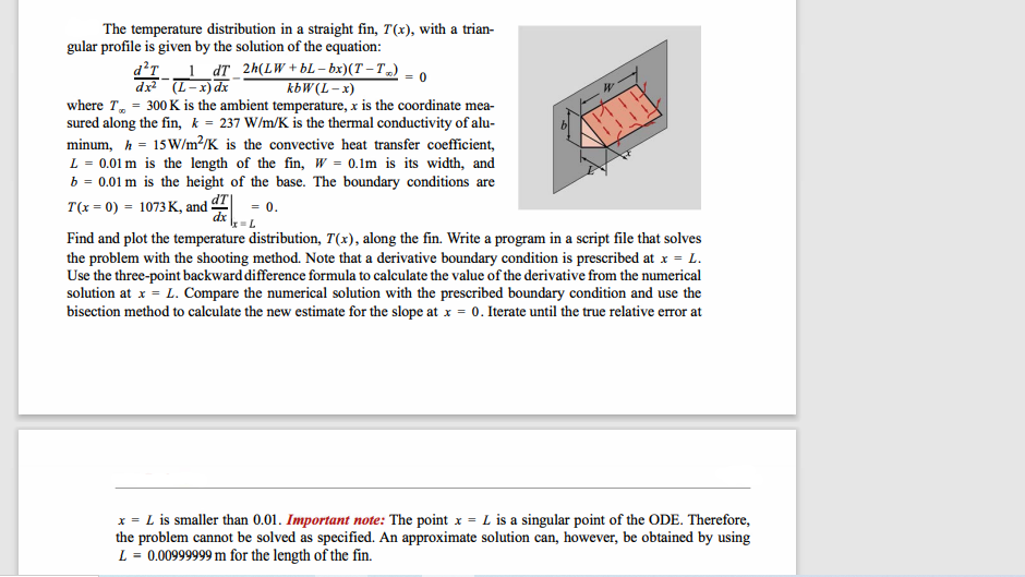 Solved The temperature distribution in a straight fin, T(x), | Chegg.com