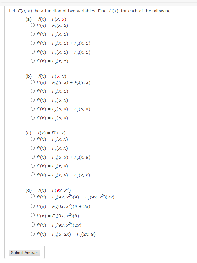 Solved Let F(u,v) be a function of two variables. Find | Chegg.com