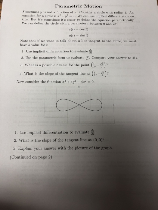 Solved Parametric Motion Sometimes y is not a function of . | Chegg.com