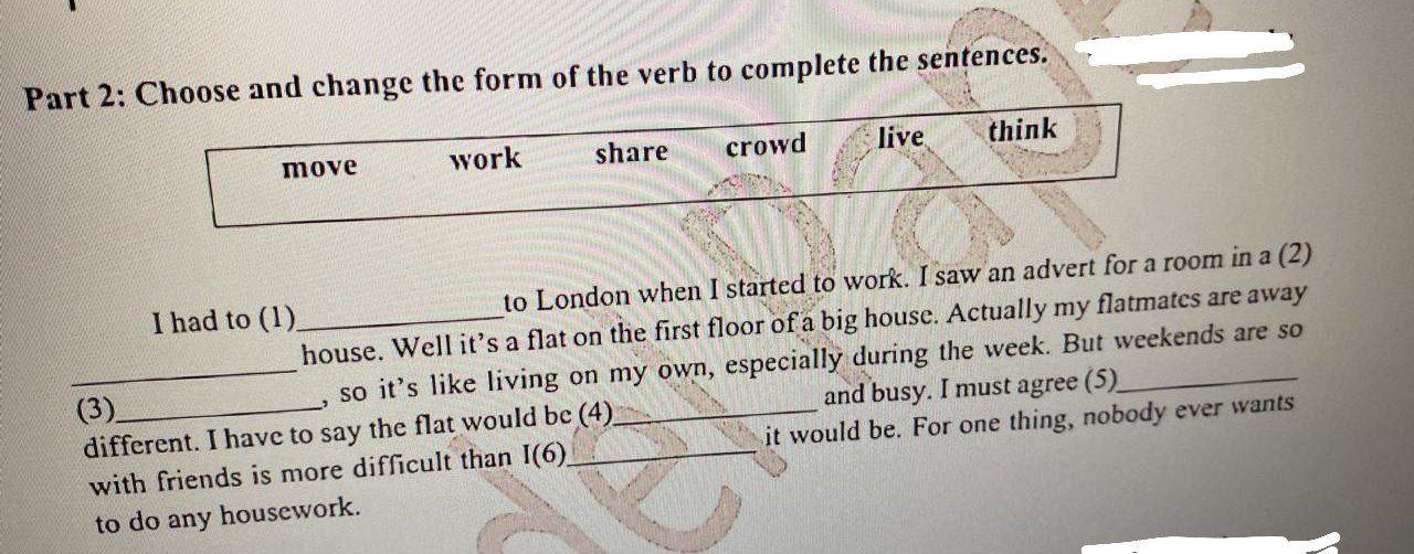 Solved Part 2: Choose and change the form of the verb to | Chegg.com