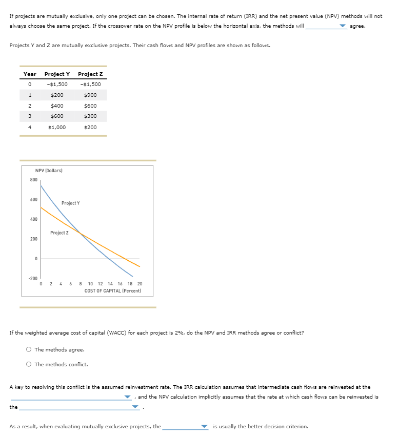 Solved If projects are mutually exclusive, only one project | Chegg.com