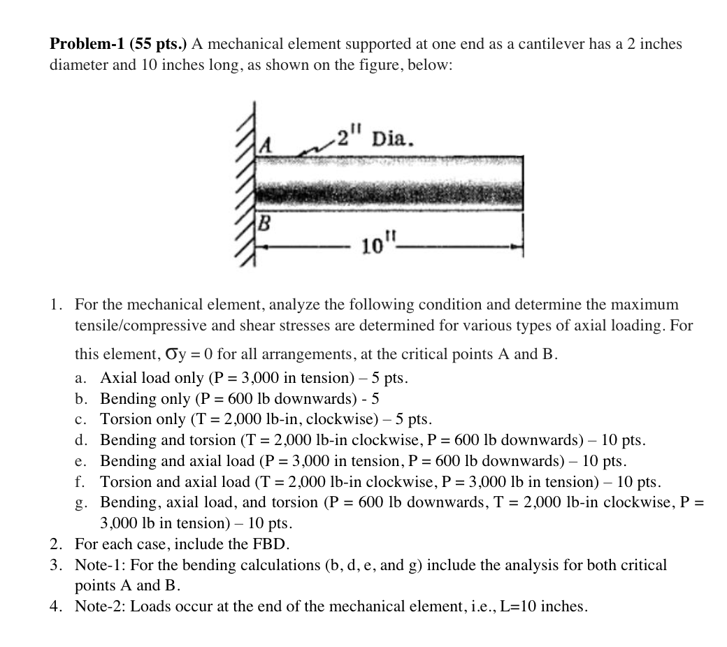 Solved Problem-1 (55 pts.) A mechanical element supported at | Chegg.com