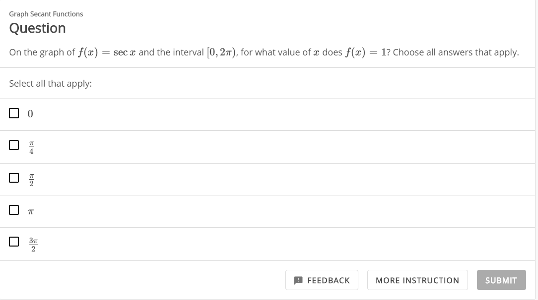 Solved Graph Secant Functions Question On The Graph Of Fx 6583