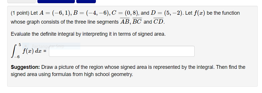 Solved (1 point) Let A = (-6,1), B = (-4,-6), C = (0,8), and | Chegg.com