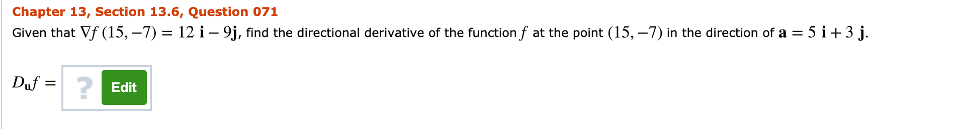 Solved Chapter 13, Section 13.6, Question 071 Given that Vf | Chegg.com