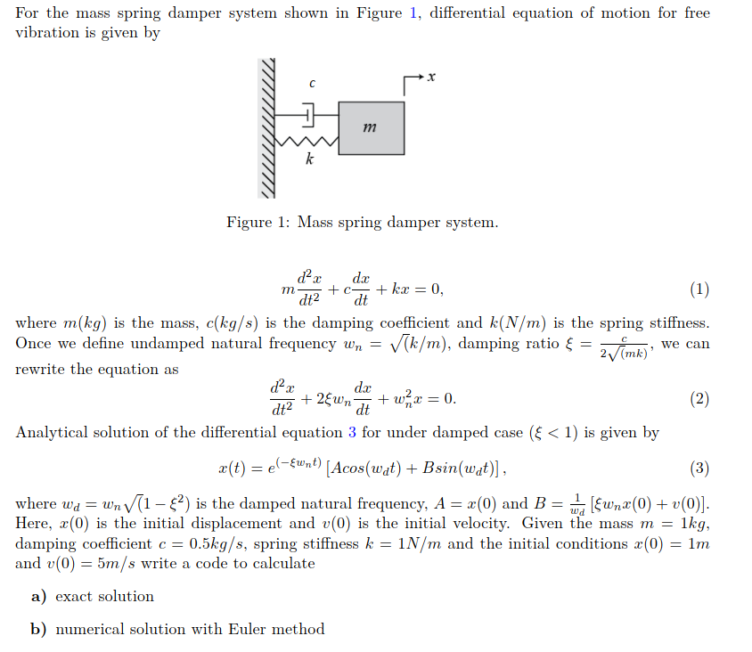 c) numerical solution with Heun method c) numerical | Chegg.com