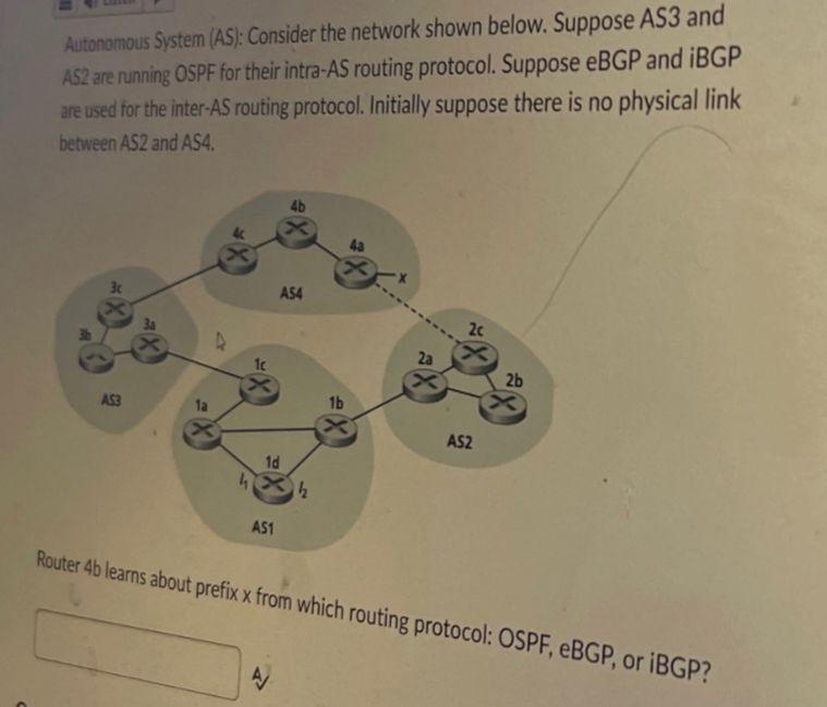 Solved Autonomous System (AS): Consider the network shown | Chegg.com