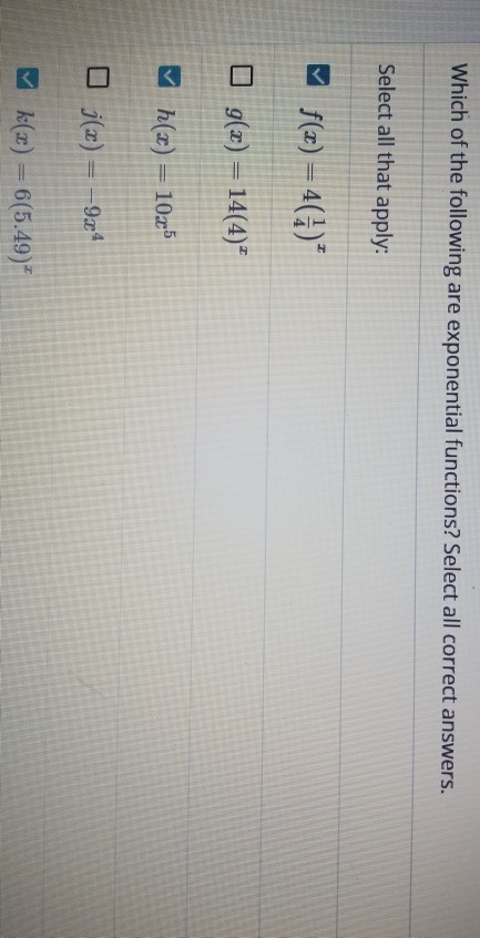 Solved Which of the following are exponential functions? | Chegg.com