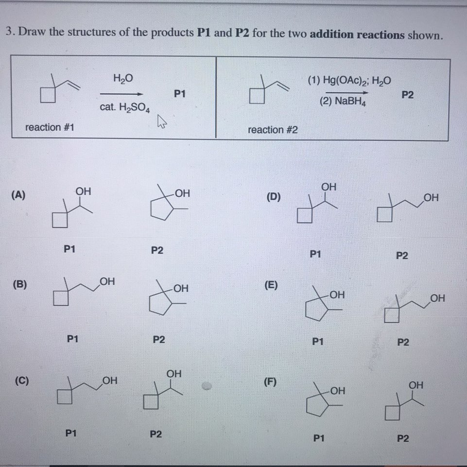 Solved Draw the structures of the products P1 and P2 for the | Chegg.com