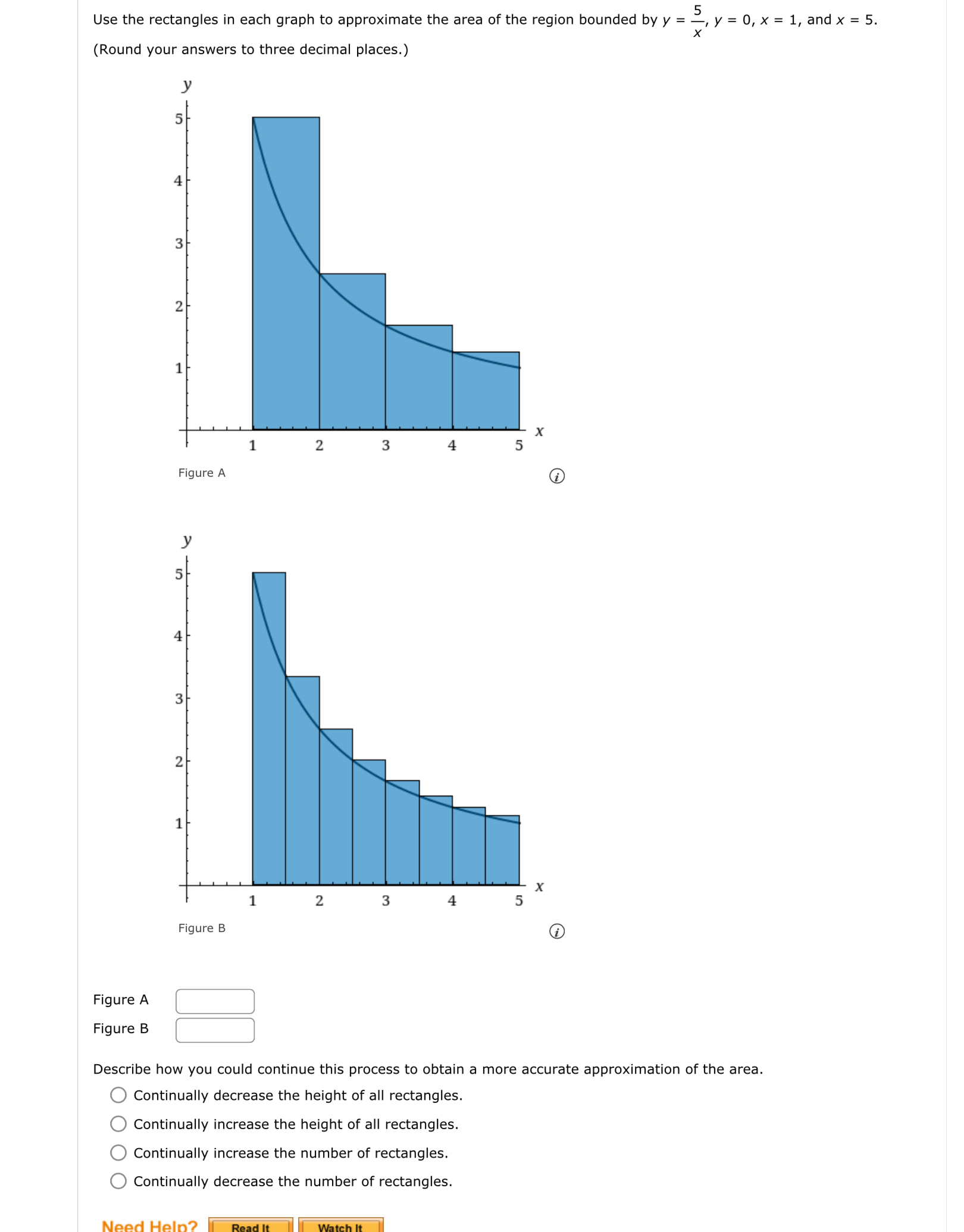 Solved Use the rectangles in each graph to approximate the | Chegg.com