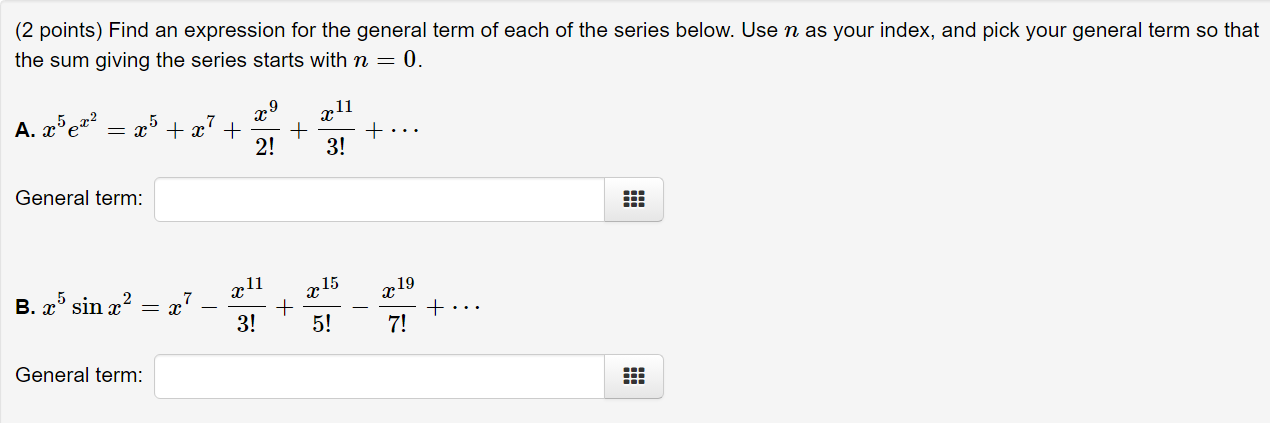 Solved (2 points) Find an expression for the general term of | Chegg.com