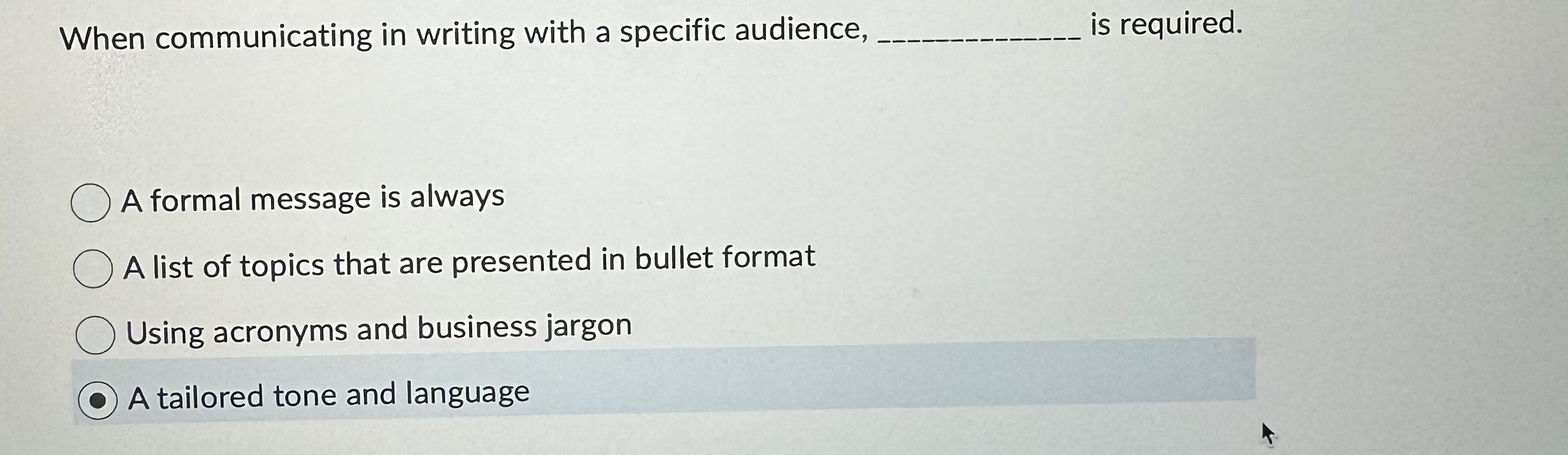 Solved When communicating in writing with a specific | Chegg.com
