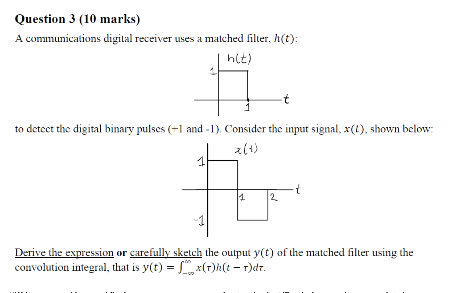 Solved Question 3 (10 marks) A communications digital | Chegg.com