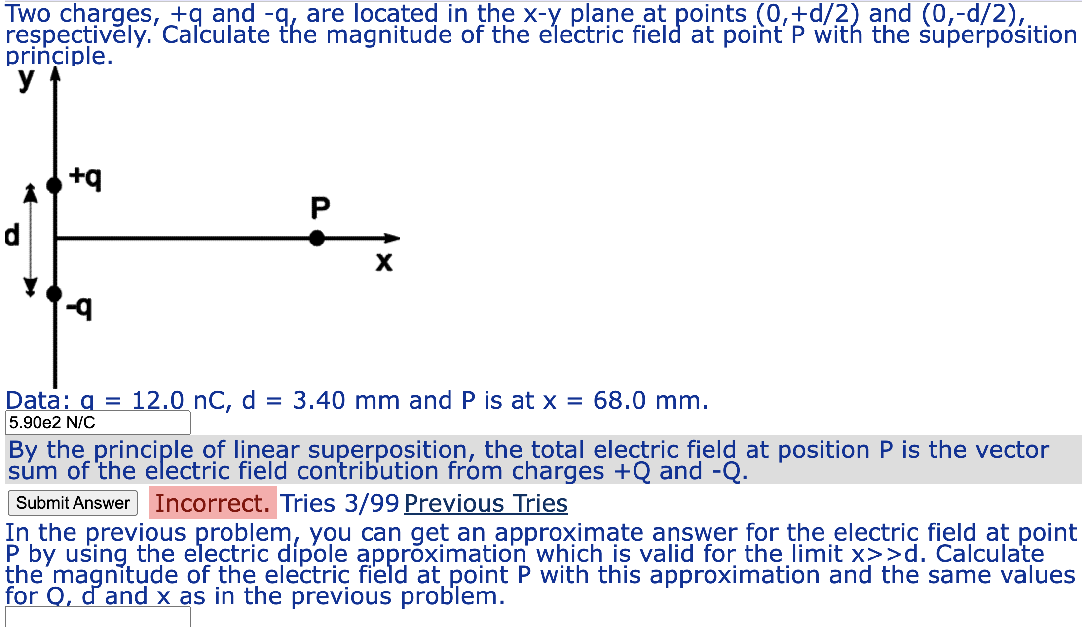 Solved Two charges, +q and -q, ﻿are located in the x-y plane | Chegg.com