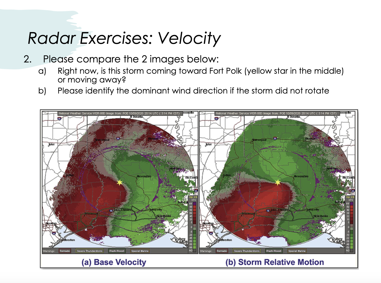 Solved Radar Exercises: VelocityPlease compare the 2 ﻿images | Chegg.com