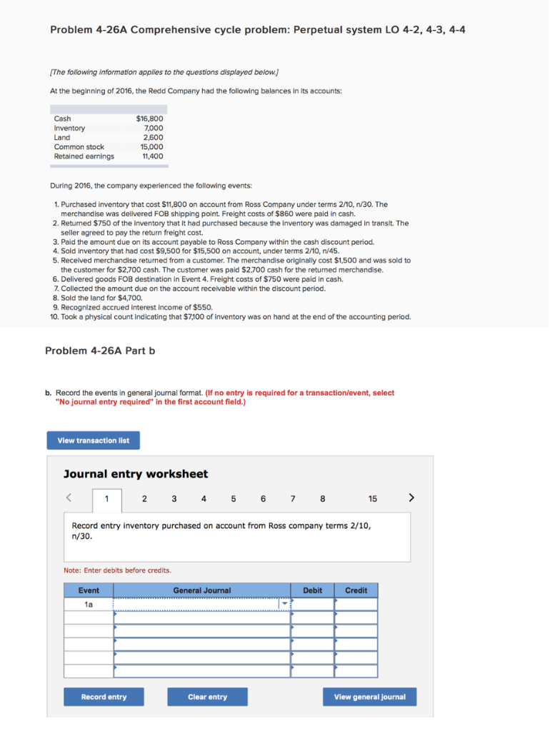 Solved Problem 4-26A Comprehensive cycle problem: Perpetual | Chegg.com