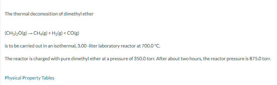 Solved The thermal decomosition of ﻿dimethyl | Chegg.com