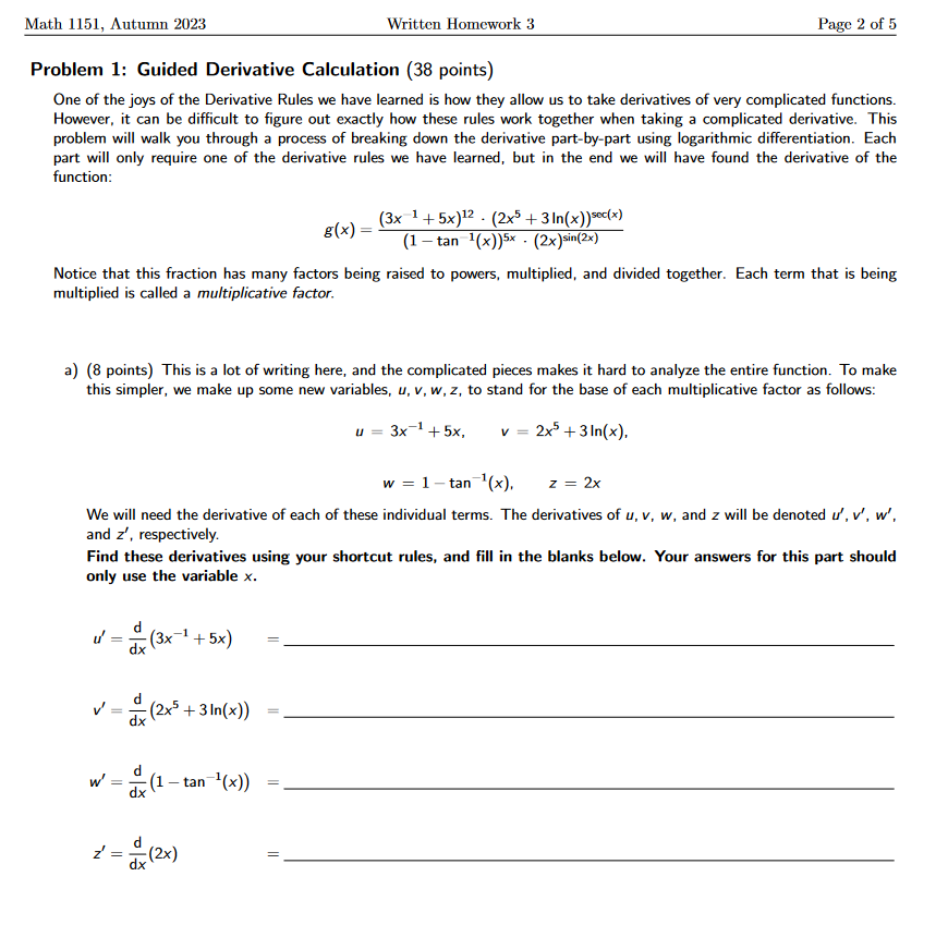 Solved Problem 1: Guided Derivative Calculation (38 points) | Chegg.com