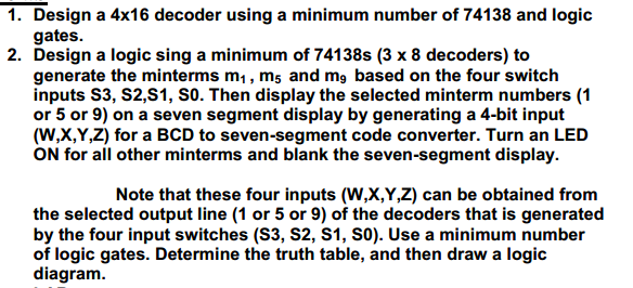 1. Design a 4 x 16 decoder using a minimum number of | Chegg.com