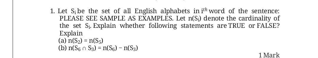 Solved 1. Let Sibe the set of all English alphabets in ith | Chegg.com