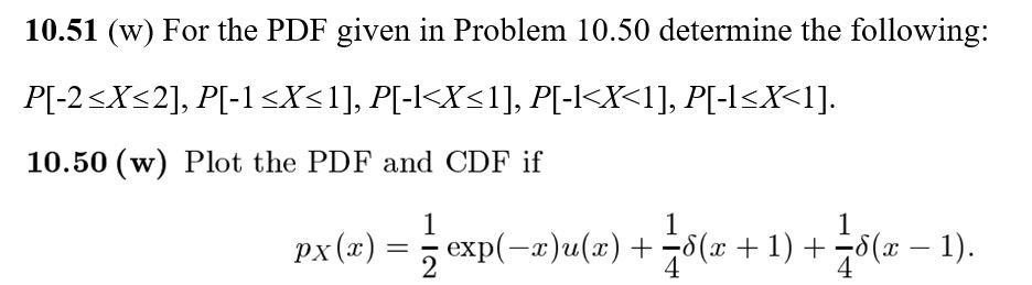 Solved 10.51 (w) For the PDF given in Problem 10.50 | Chegg.com
