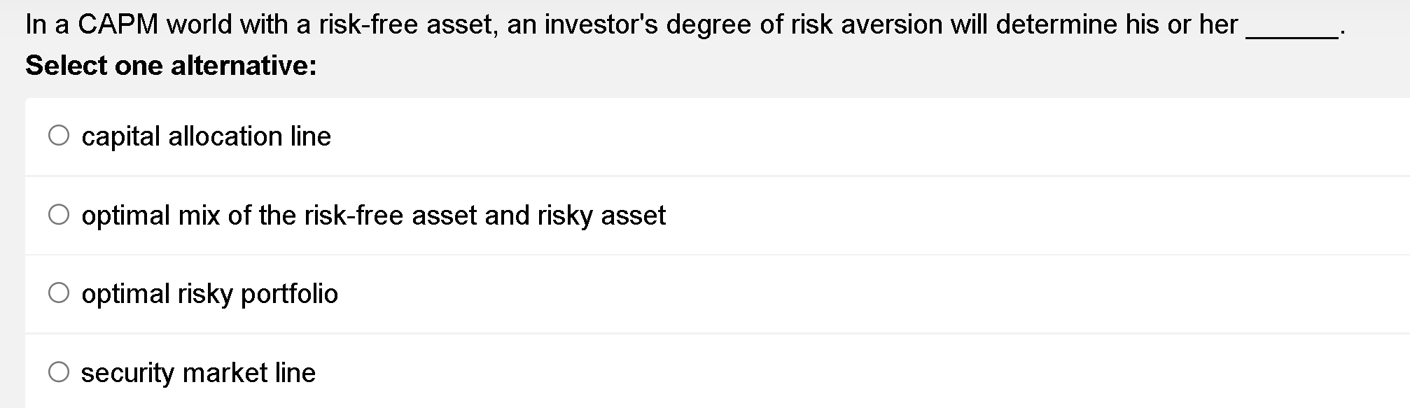 Solved In a CAPM world with a risk-free asset, an investor's | Chegg.com