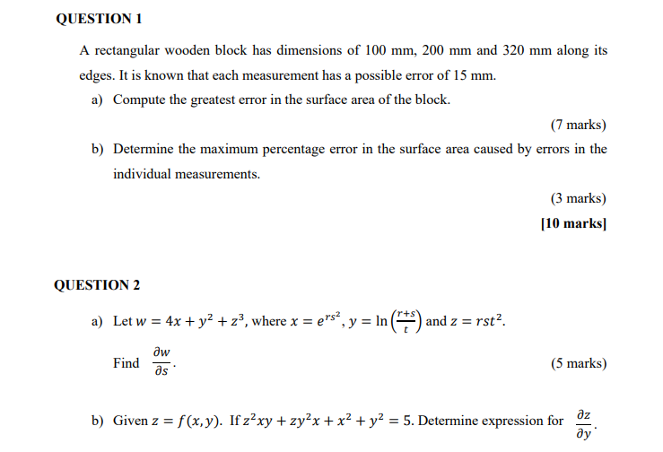 Solved QUESTION 1 A rectangular wooden block has dimensions | Chegg.com