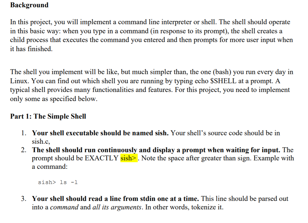 Solved Background In this project, you will implement a | Chegg.com