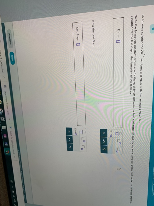 Solved In aqueous solution the Zn2 ion forms a complex with | Chegg.com