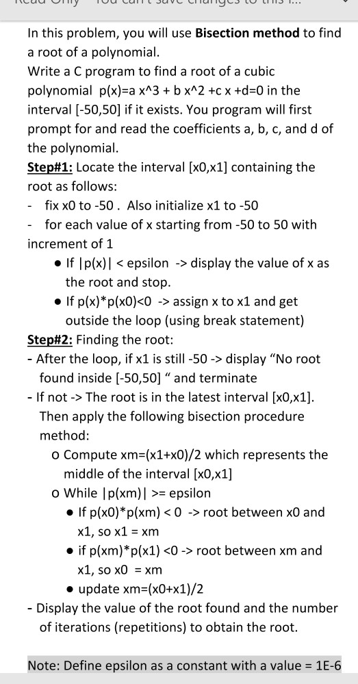 Solved In this problem, you will use Bisection method to | Chegg.com