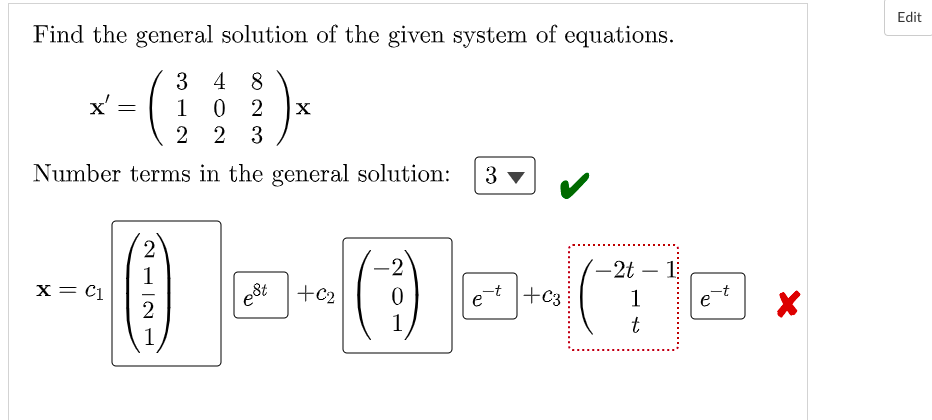 Solved Find the general solution of the given system of | Chegg.com